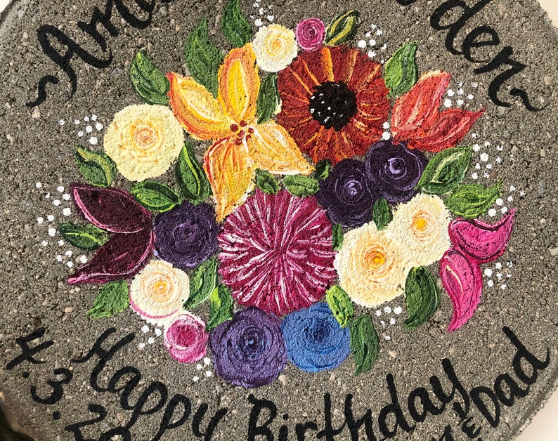 Birthday Garden Stone, Personalized Garden Stone, White Tree, Name Tree ...