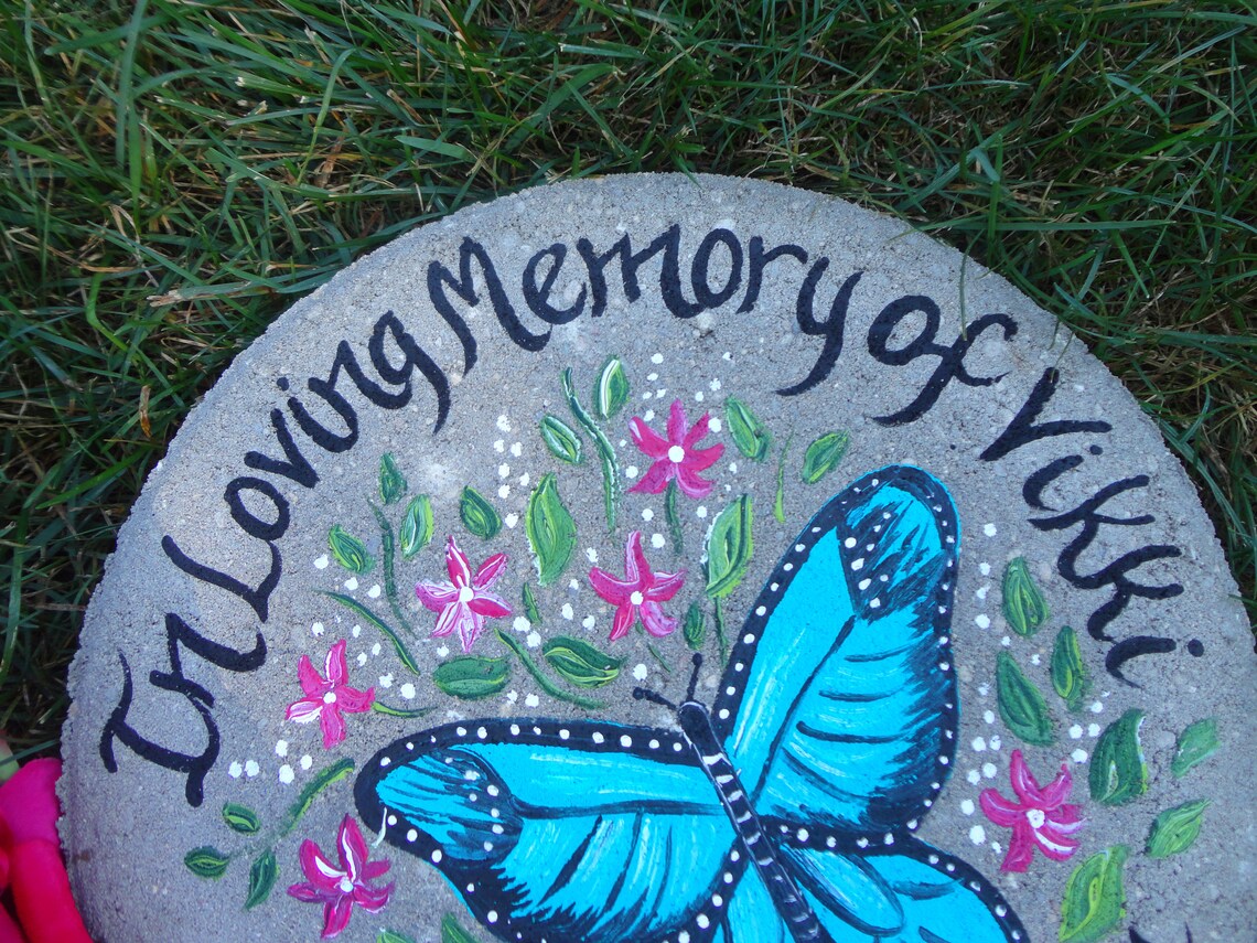 BLUE BUTTERFLY Memorial Gift, PERSONALIZED Memorial Stone, Personalized ...