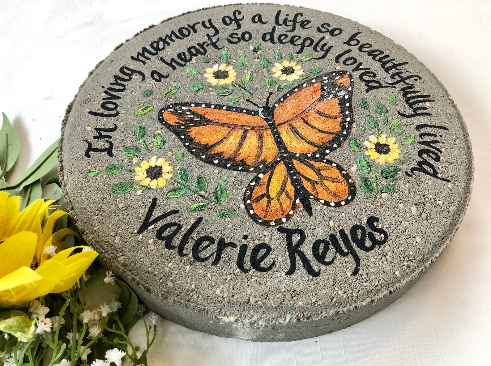 MEMORIAL Garden Stone, Personalized Memorial Stone, Butterfly, Garden ...
