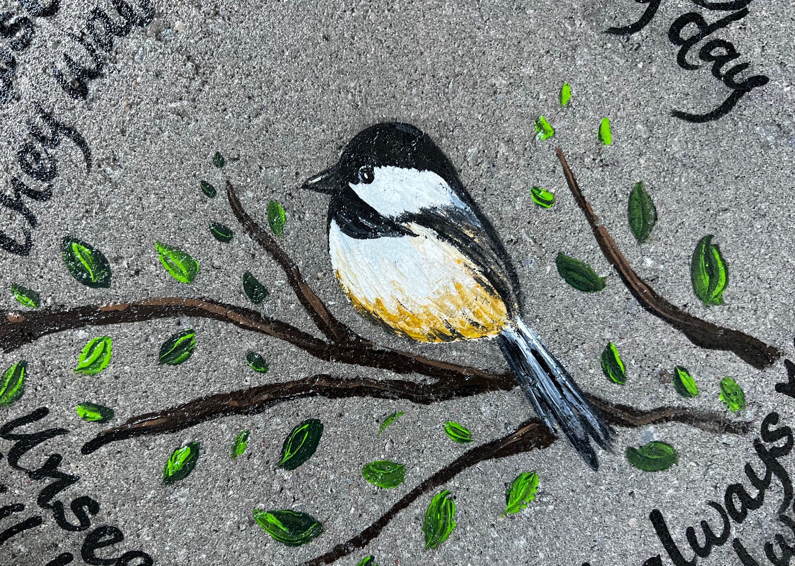 Bird Memorial Stone, Chickadee Stone, Hand Painted Chickadee Bird ...