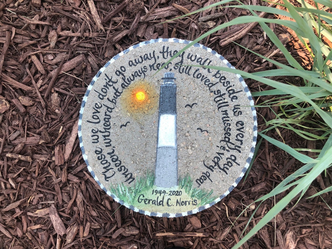 Hand Painted Lighthouse Memorial Stepping Stone: Personalized Garden ...