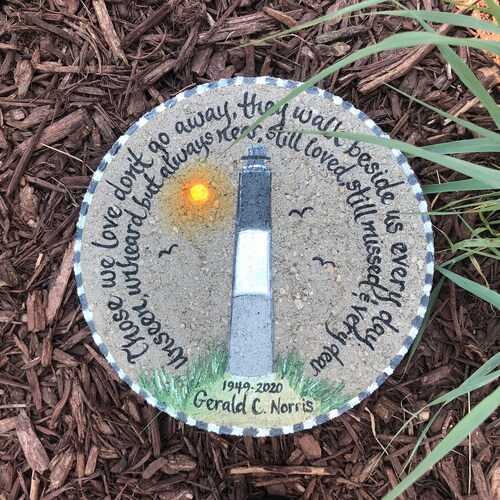 LIGHTHOUSE Hand Painted MEMORIAL Stepping Stone Memorial - Etsy