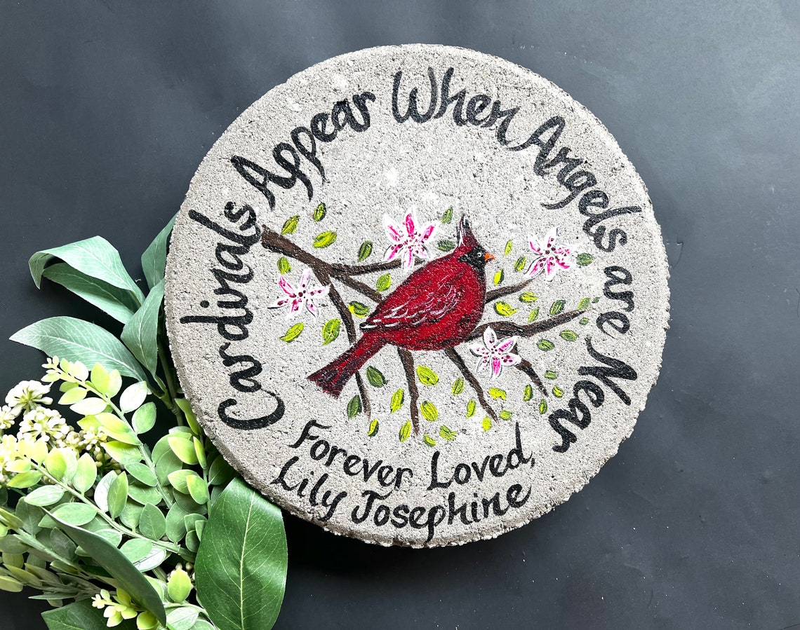 CARDINAL Memorial Garden Stone, Memorial Gift, Memorial Gifts, Garden ...
