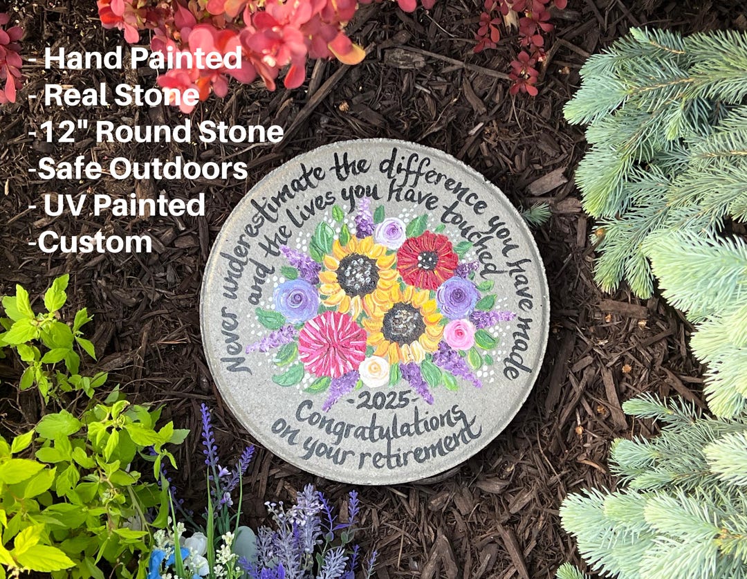 Hand Painted Retirement Stepping Stone: Personalized Garden Paver (12 ...