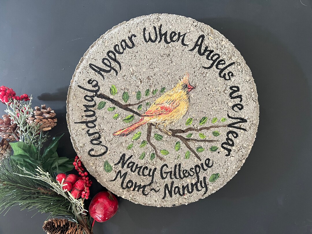 Hand Painted Cardinal Memorial Stone: Garden Sympathy Gift, 12" - Etsy