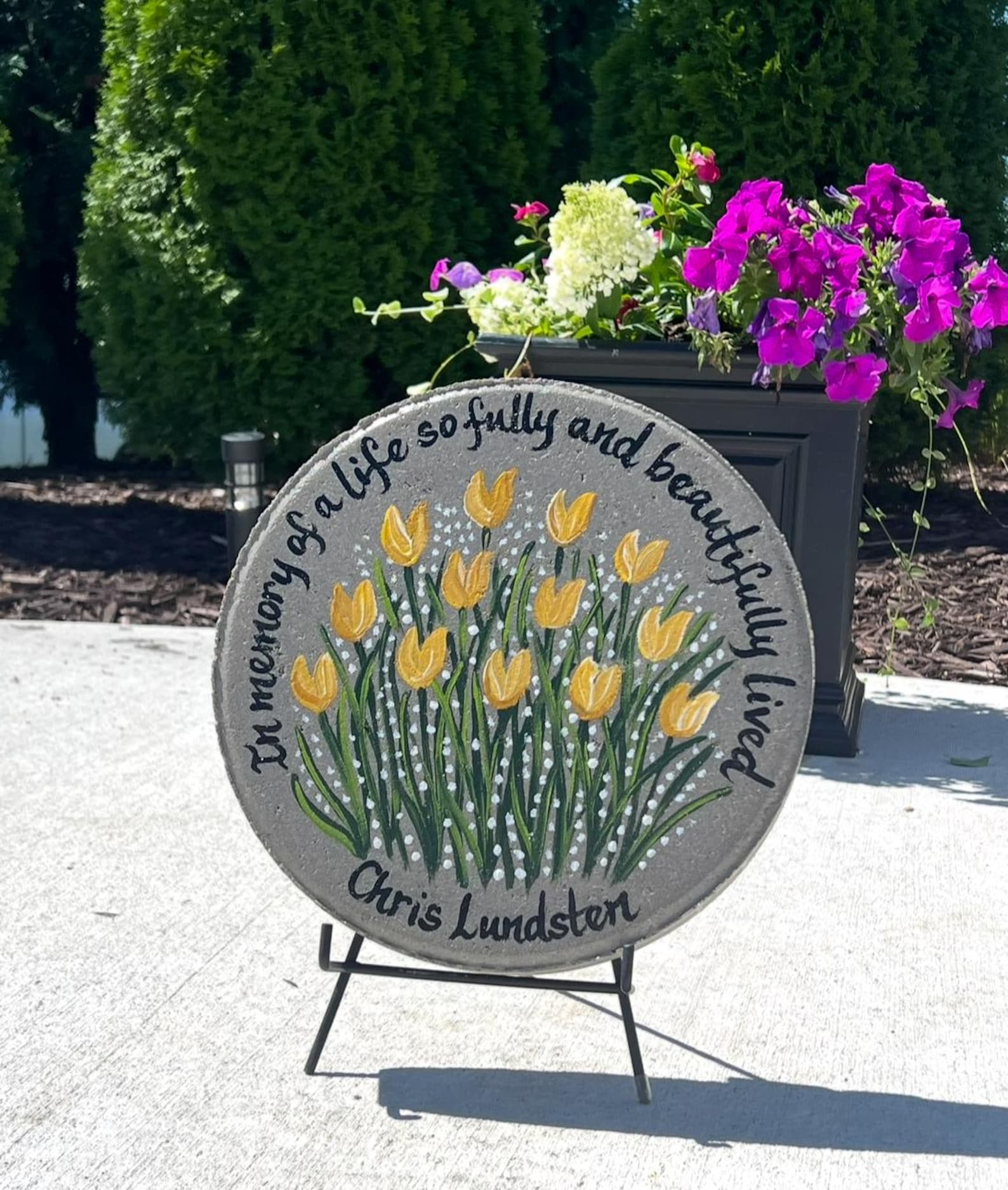 MEMORIAL Stepping Stone, Personalized Garden Stone, Tulips, Memorial ...