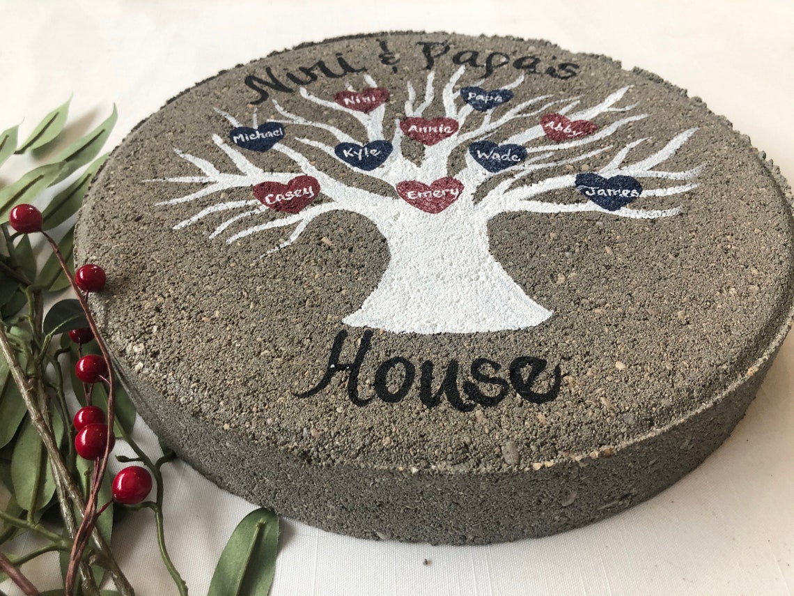 Family Tree Stepping Stone, Mom Christmas Gift Ideas, Memorial Stones ...