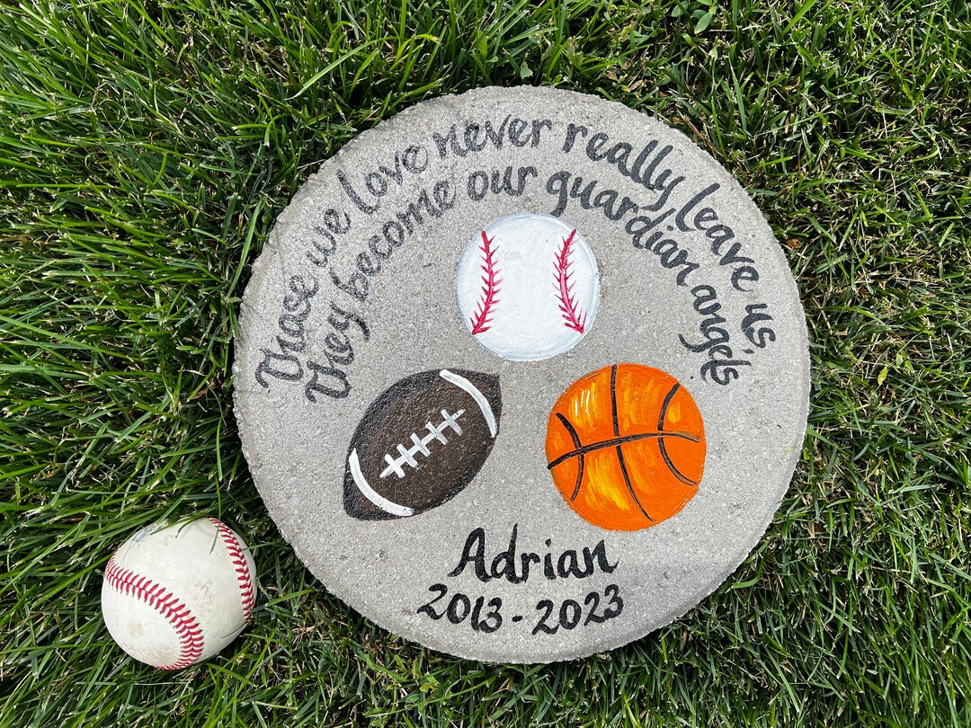 Hand Painted Sports Memorial Stone: Personalized Sympathy Gift - Etsy