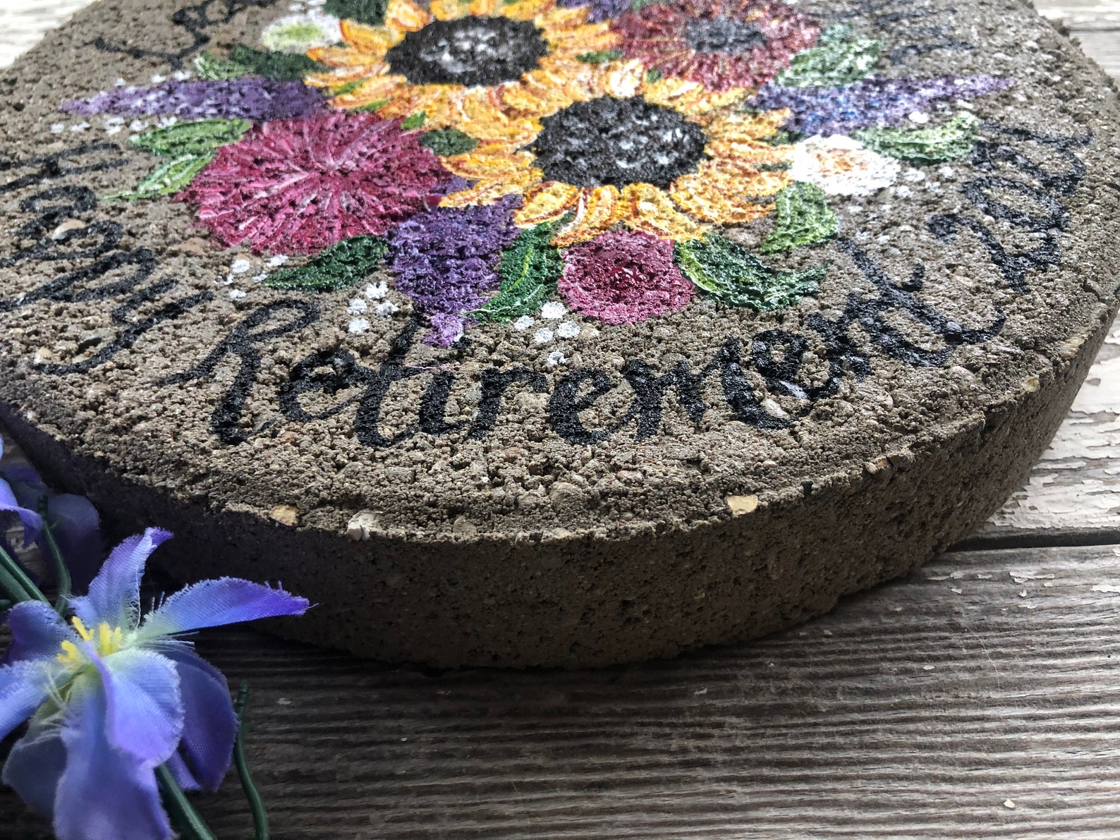 Hand Painted Retirement Stepping Stone: Floral Garden Decor ...