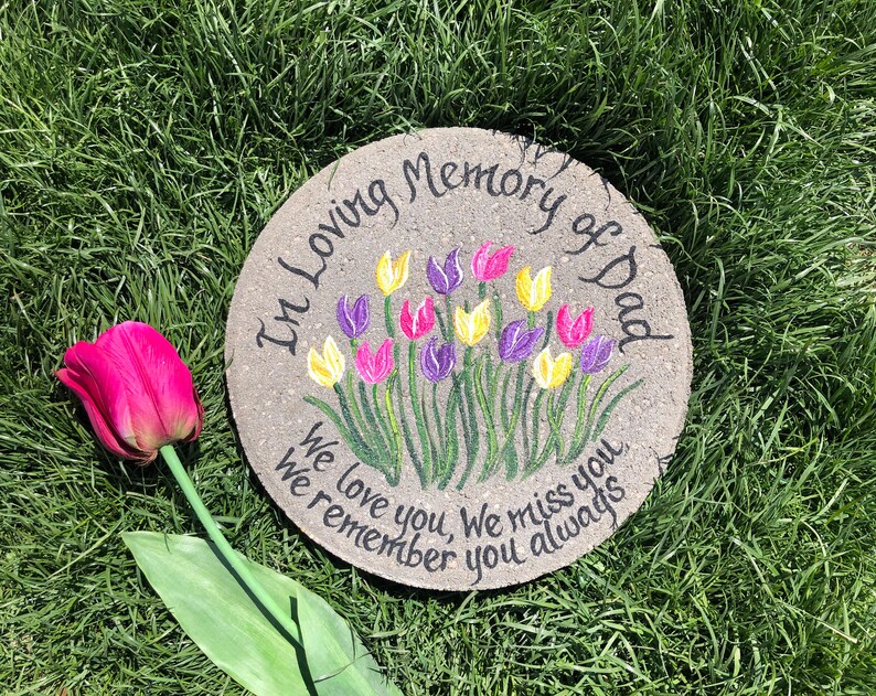 MEMORIAL Stepping Stone Personalized Garden Stone Tulips - Etsy