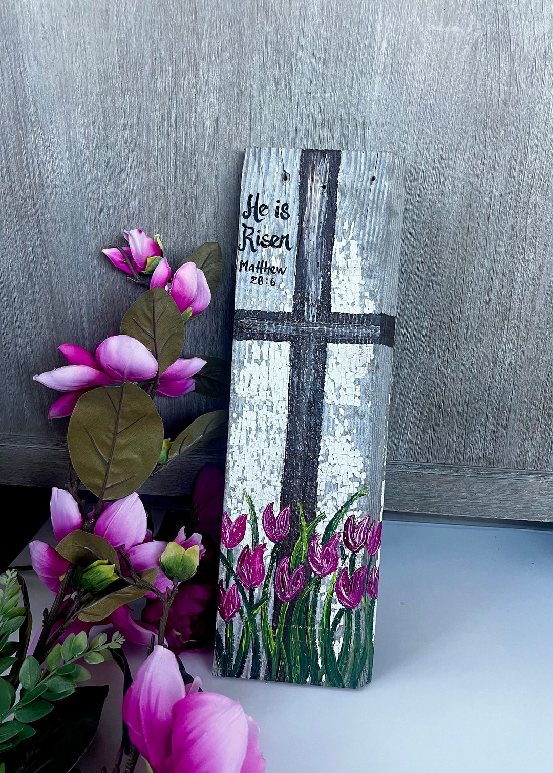 Painted Tulip Easter Barn Wood Sign - Religious Spring Decor - Etsy