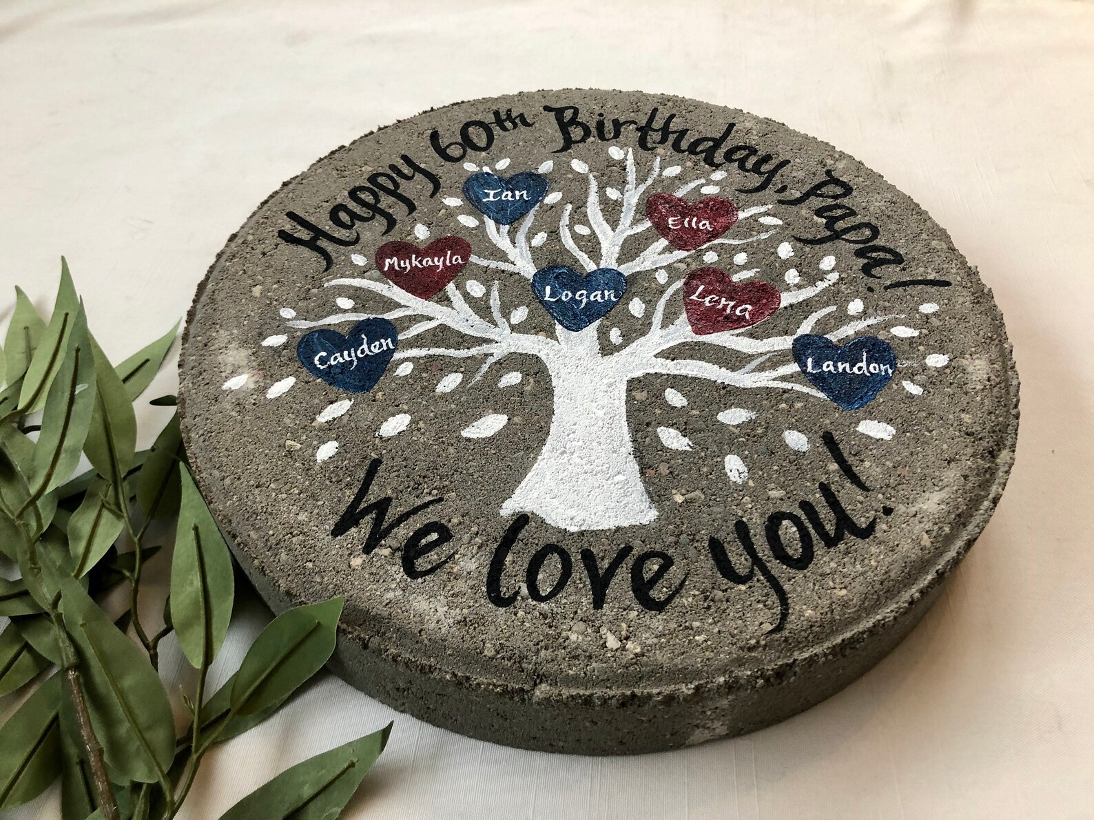 ANNIVERSARY Garden Stone, Personalized Garden Stone, White Tree, Name ...