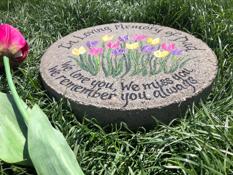 Painted Tulip Memorial Garden Paver, Personalized Garden Stone, Tulips ...