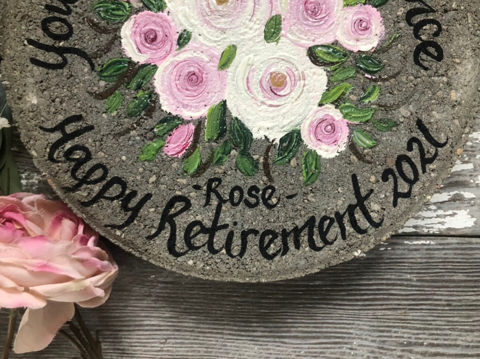 Retirement Gift Pink Roses Retirement Stone Retirement - Etsy