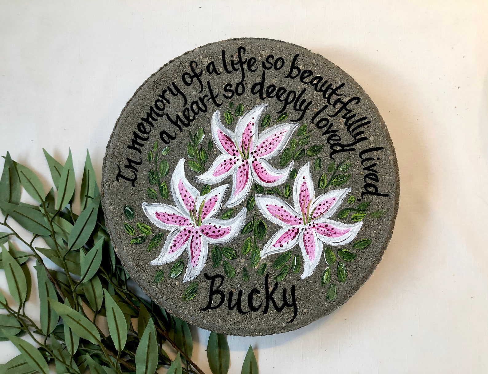 STARGAZER LILY Memorial Stone, Memorial Garden Stone, Memorial Gift ...