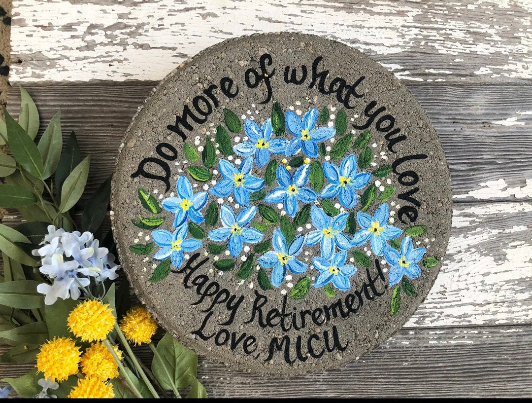 Hand-painted Forget-me-not Retirement Garden Stone - Etsy