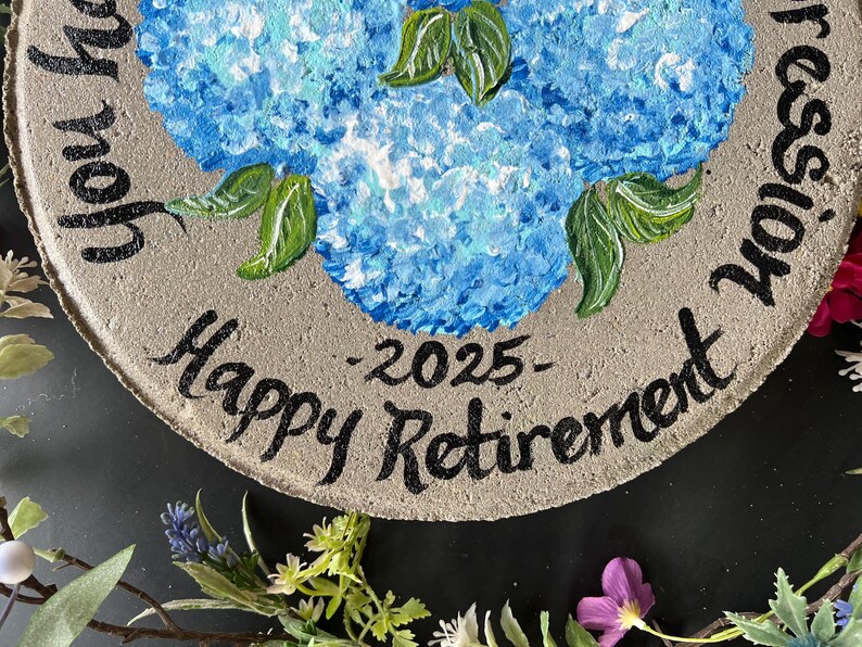 Retirement Gift - Blue Hydrangeas - Retirement Garden Stone ...
