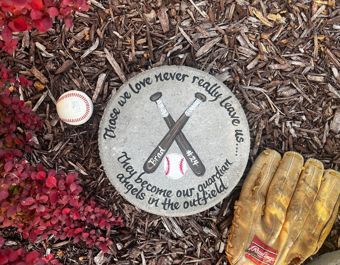 Hand Painted Baseball Memorial Stone: Personalized Bereavement Gift ...