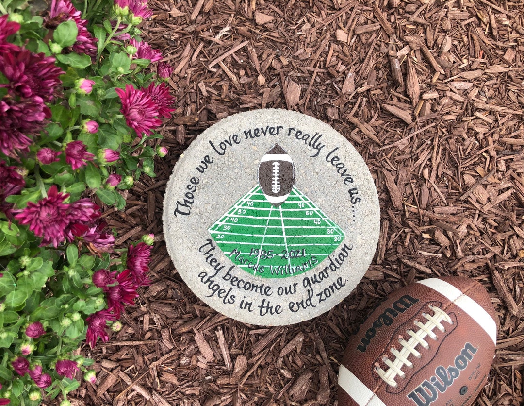 Hand Painted Football Memorial Garden Stone: Personalized Sports Fan ...