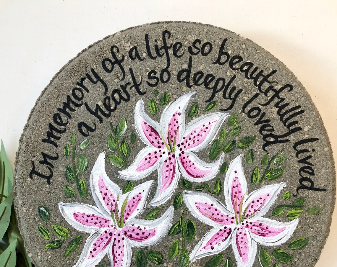 STARGAZER LILY Memorial Stone Memorial Garden Stone Memorial | Etsy