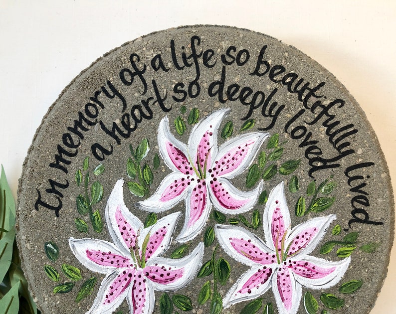 STARGAZER LILY Memorial Stone, Memorial Garden Stone, Memorial Gift ...