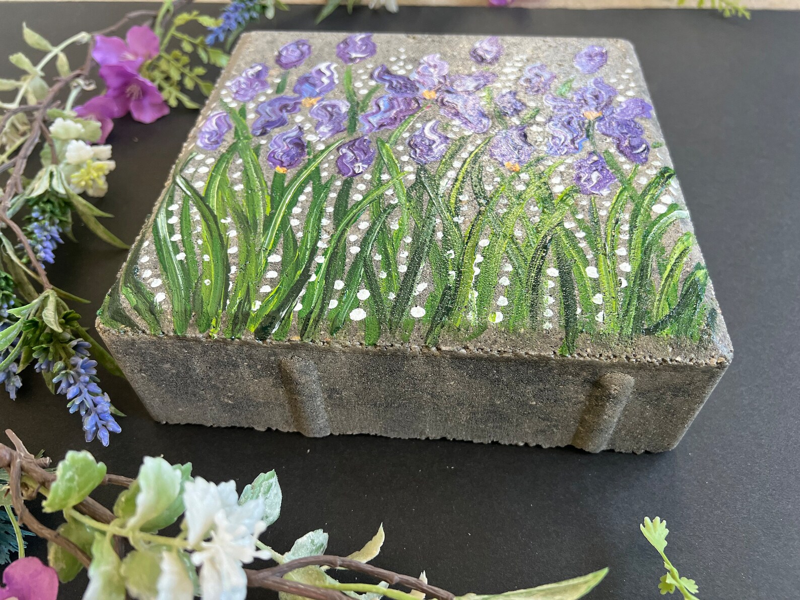 Hand Painted Iris Garden Stone: Personalized Memorial Gift (8” X 8”) - Etsy