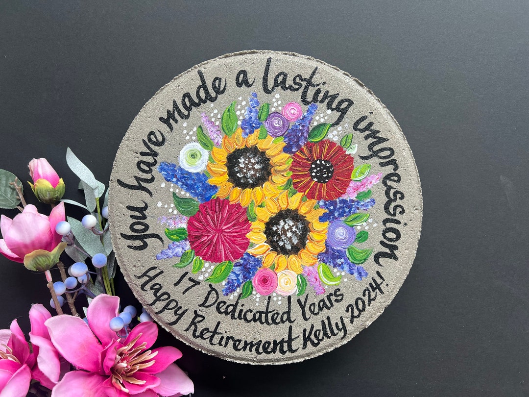 Personalized Retirement Garden Stone: Hand-painted Wildflowers, 12" - Etsy