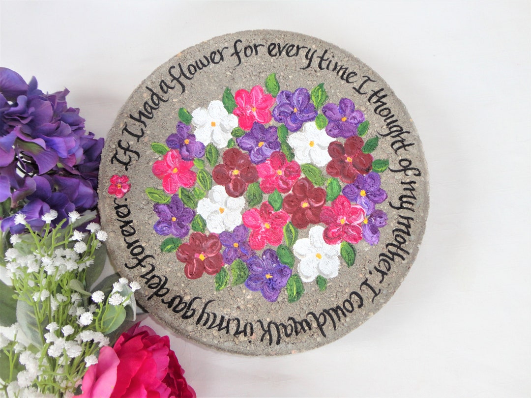MOTHER'S DAY Gift, Violets Stepping Stone, Hand Painted, Personalized ...