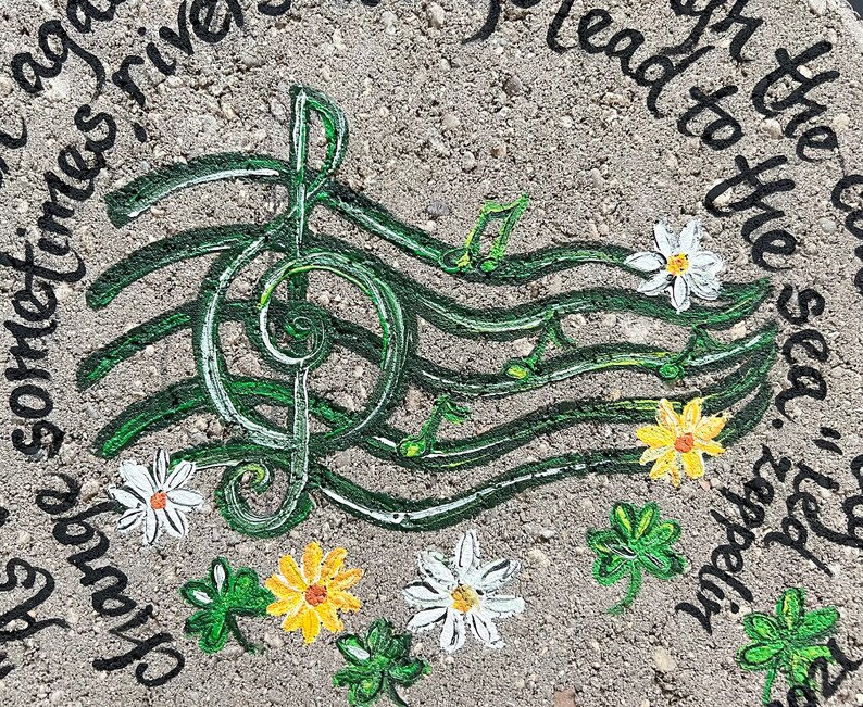 Handmade Music Notes Memorial Stone: Shamrock Sympathy Gift - Etsy