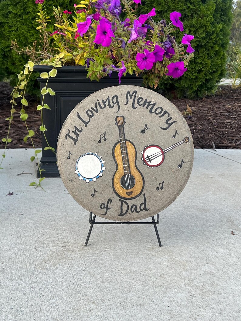 GUITAR Music Memorial Garden Stone, Personalized Sympathy Gift, Guitar ...