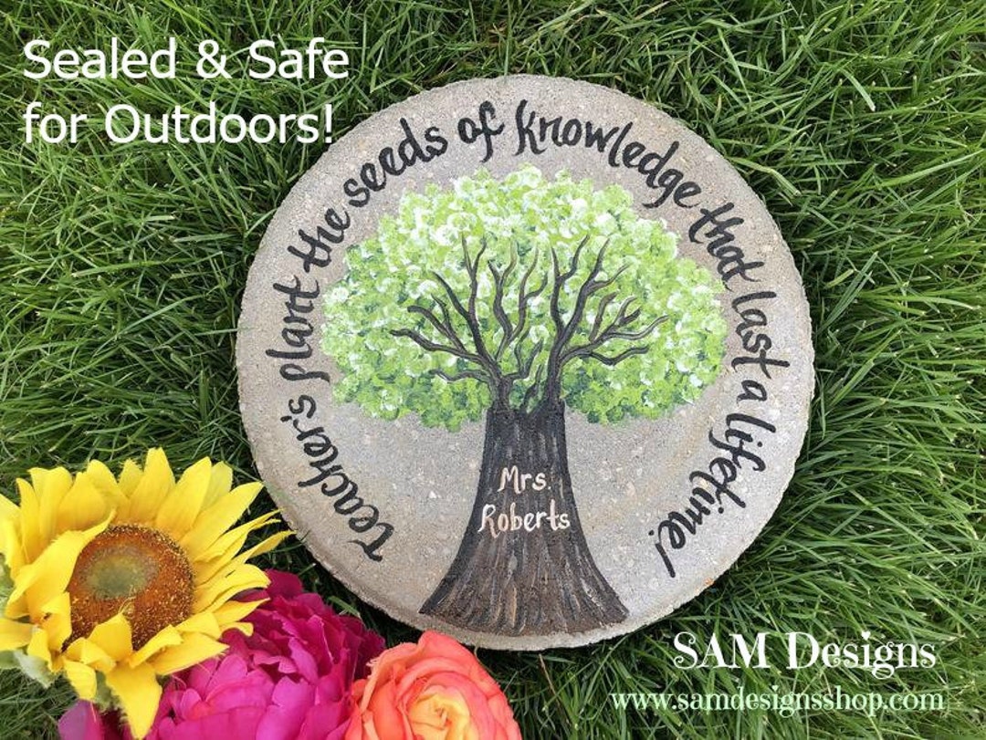 Personalized Retirement Stepping Stone: Hand-painted Chestnut Tree Gift ...