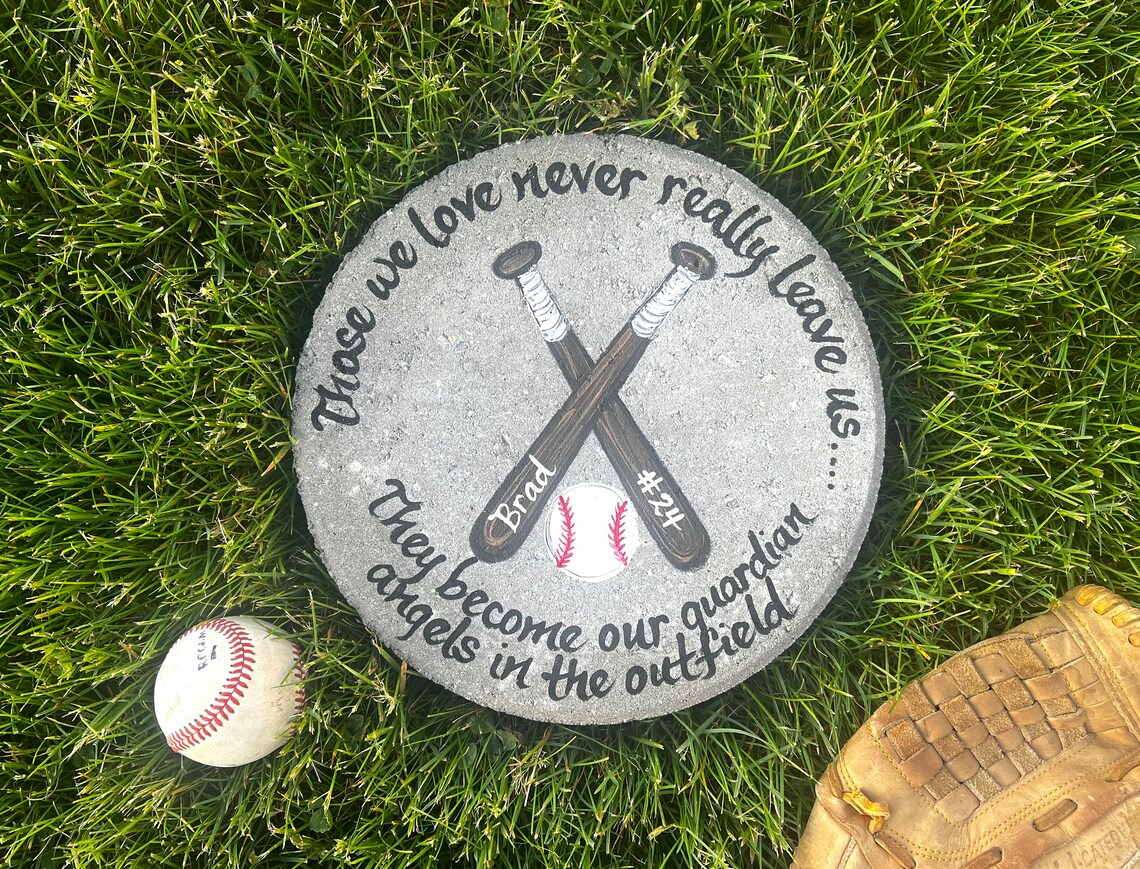 Hand Painted Baseball Memorial Stone: Personalized Bereavement Gift ...