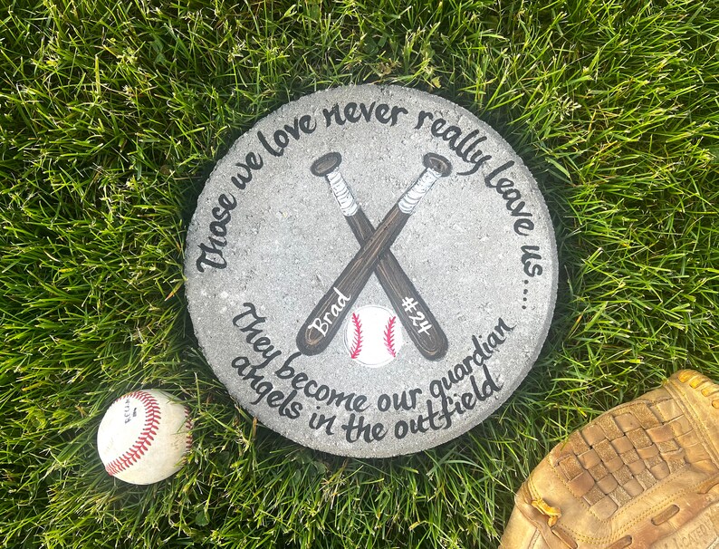 Hand Painted Baseball Memorial Stone: Personalized Bereavement Gift ...
