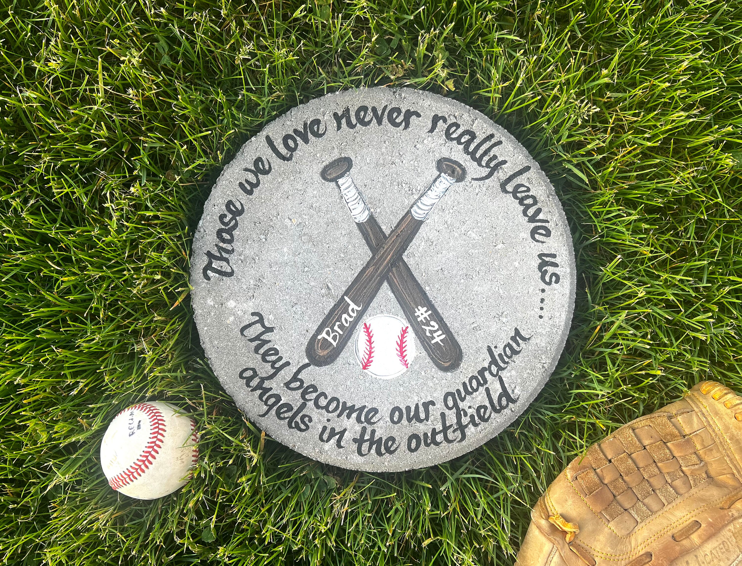 Hand Painted Baseball Memorial Stone: Personalized Bereavement Gift ...