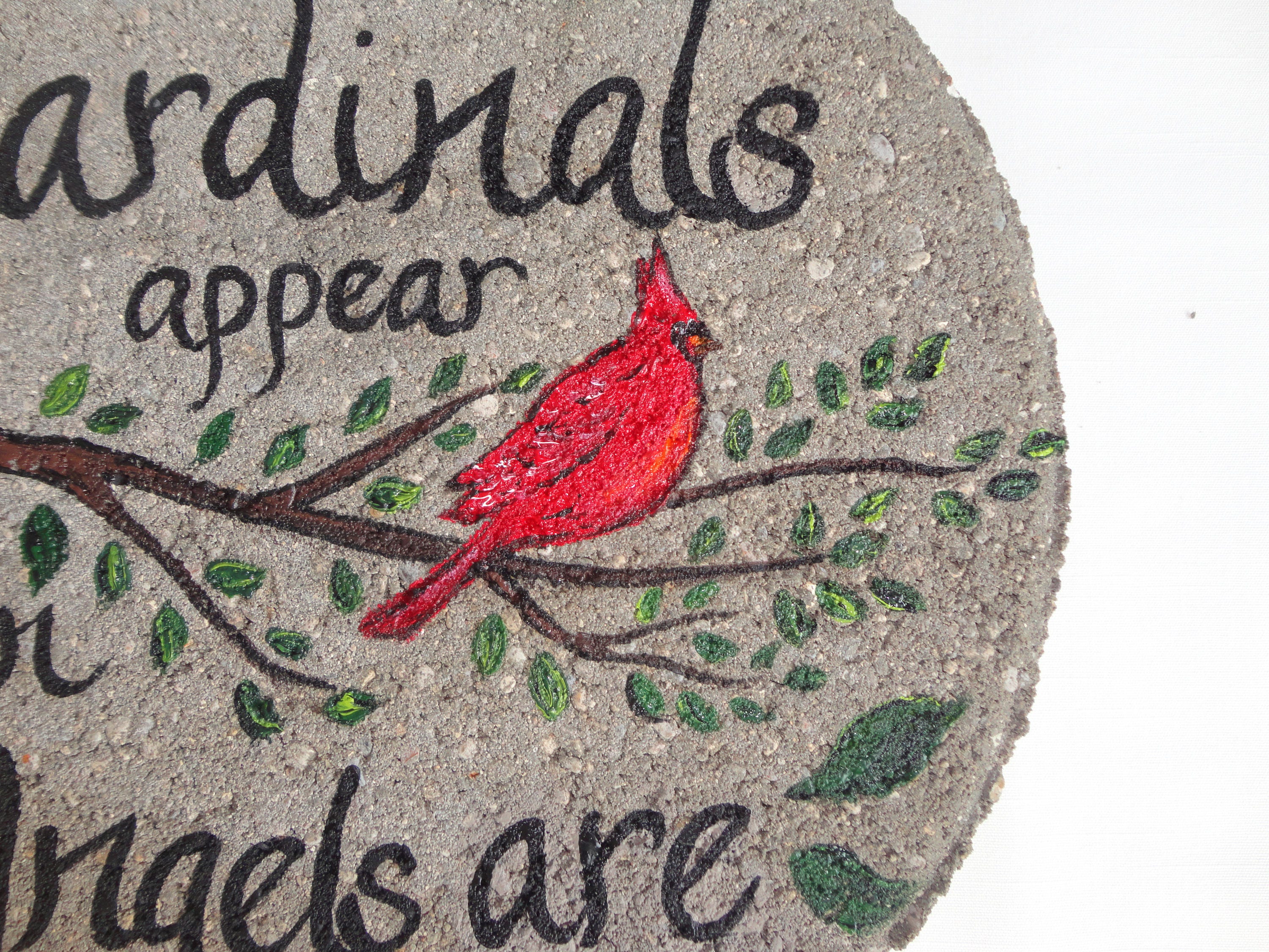 MEMORIAL GIFT, Memorial Stone, Cardinal Stone, Hand Painted Cardinal ...