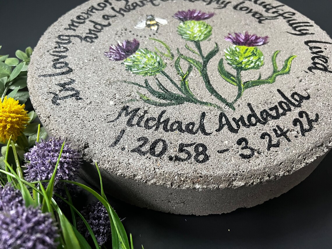 SCOTTISH THISTLE With Bee Memorial Garden Stone Memorial - Etsy