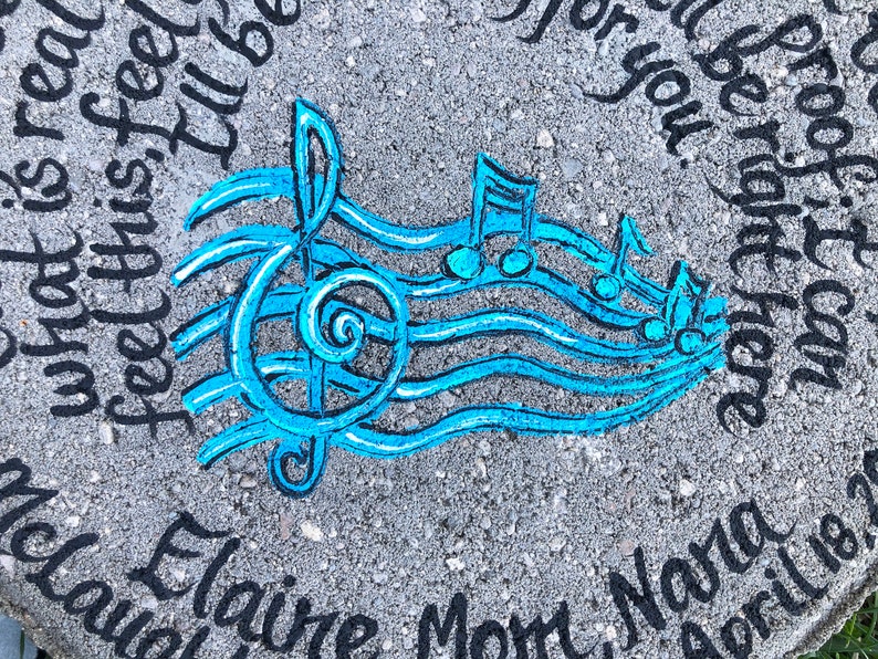 Music Notes Memorial Stone Music Stepping Stone Mothers - Etsy
