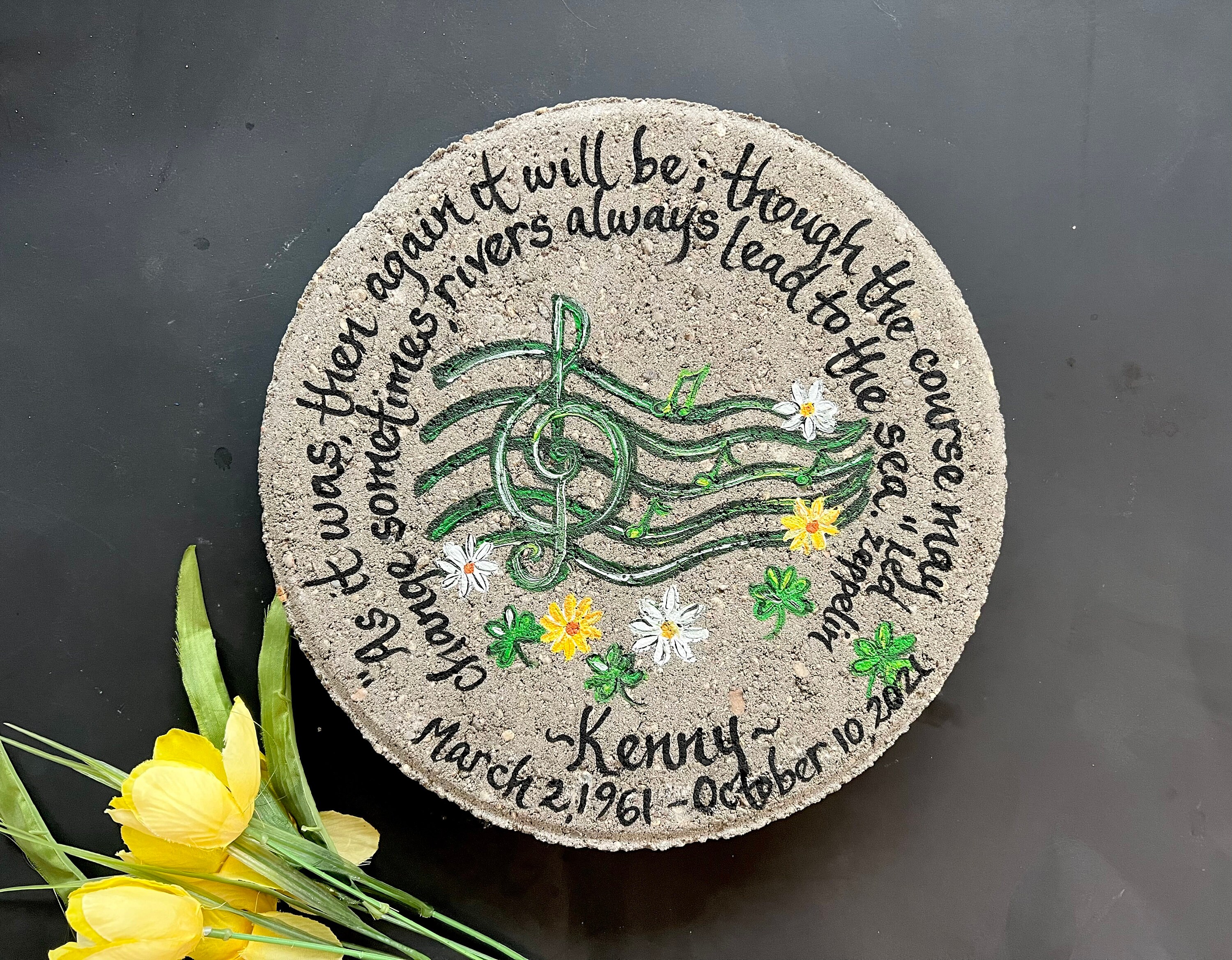Handmade Music Notes Memorial Stone: Shamrock Sympathy Gift - Etsy
