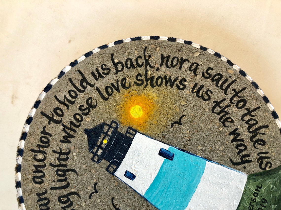 LIGHTHOUSE Hand Painted MEMORIAL Stepping Stone Memorial - Etsy