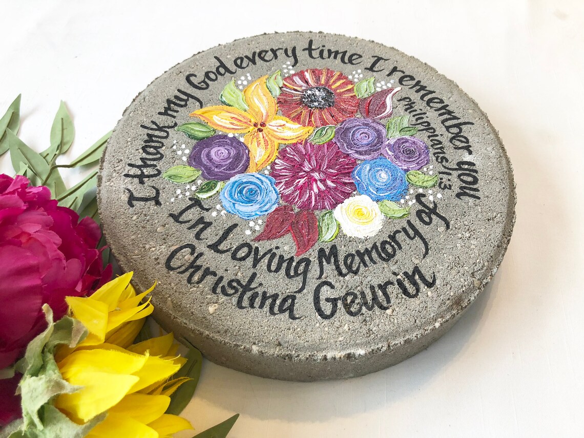 Memorial Gift, HAND PAINTED Stepping Stone, Memorial Garden Gift ...