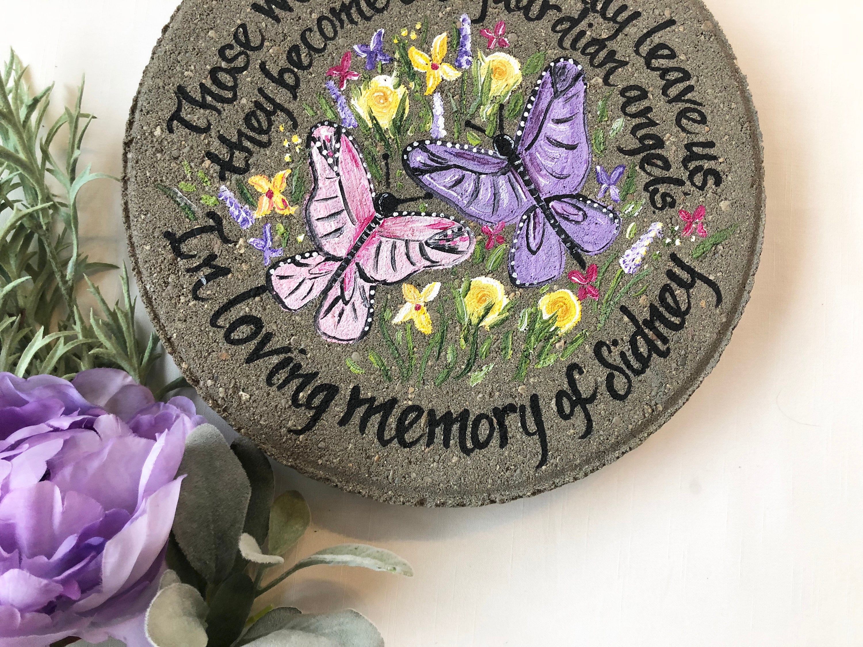 Memorial Stone, Butterfly, in Loving Memory Of...." Garden Stone ...