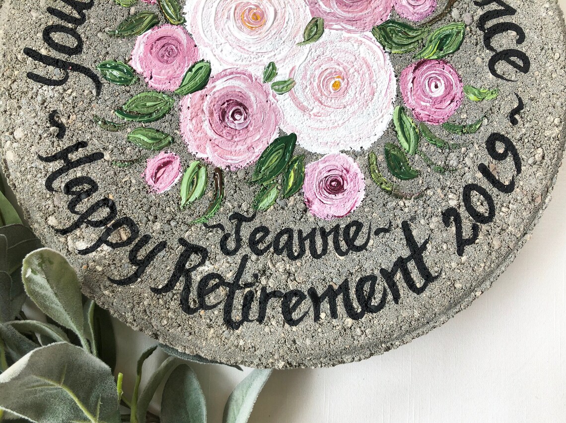 Retirement Gift Pink Roses Retirement Stone Retirement | Etsy