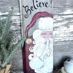 Vintage Santa Face Barn Wood Sign: Rustic Christmas Decor (14” X 5") - Etsy