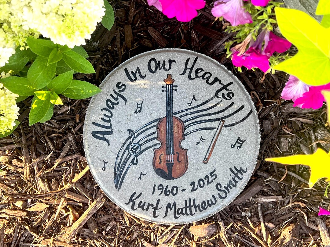 Hand-painted Violin Memorial Garden Stone - Sympathy Gift (12") - Etsy
