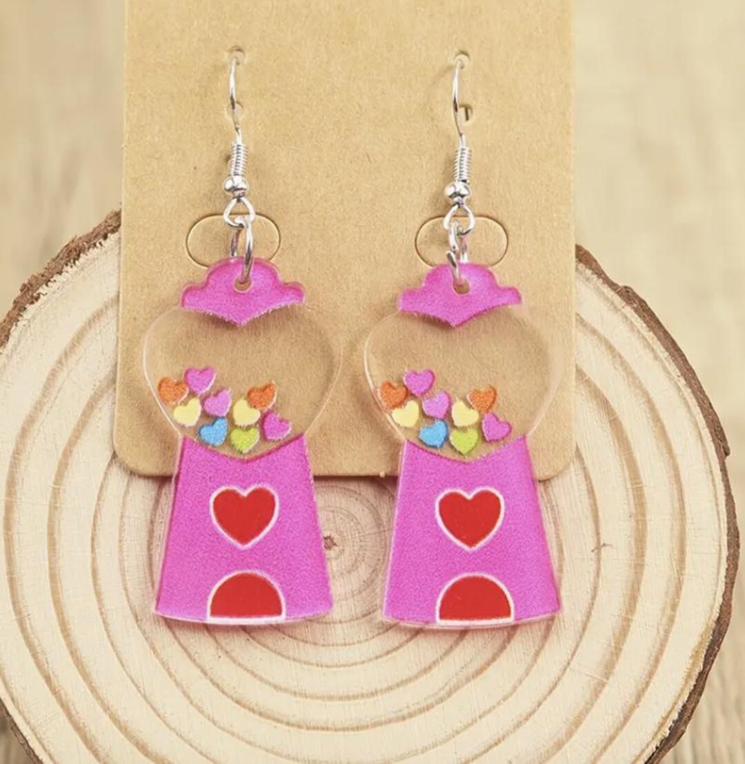 Gumball Machine Heart Earrings - Etsy