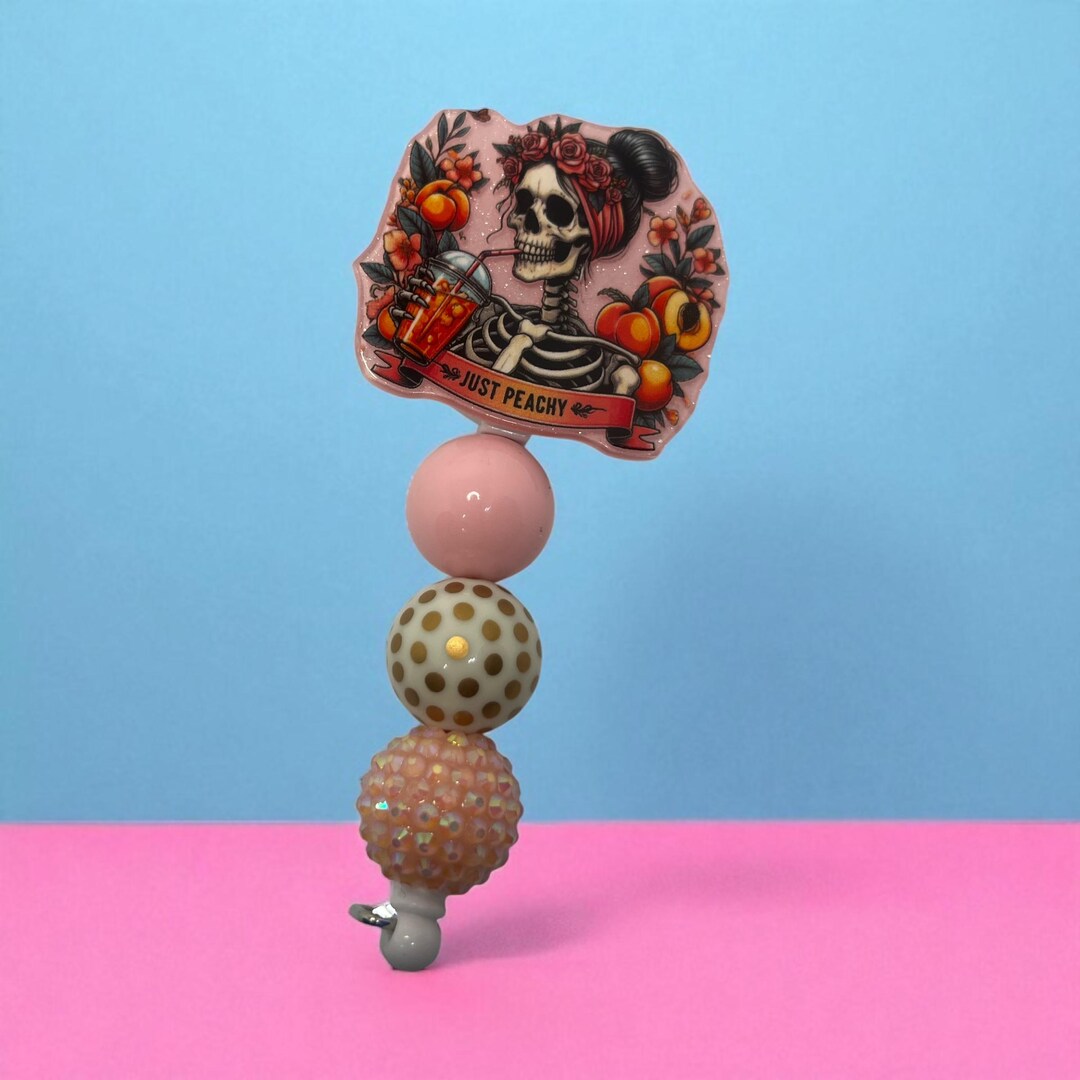 Beaded Lady Skeleton Badge Reel: Just Peachy Employee Gift - Etsy