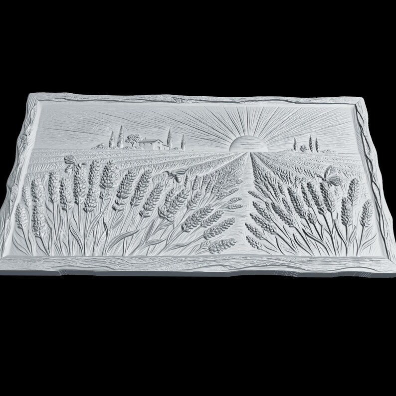 Lavender Field Sunset CNC STL File, 3D Relief CNC Router File, Wood ...