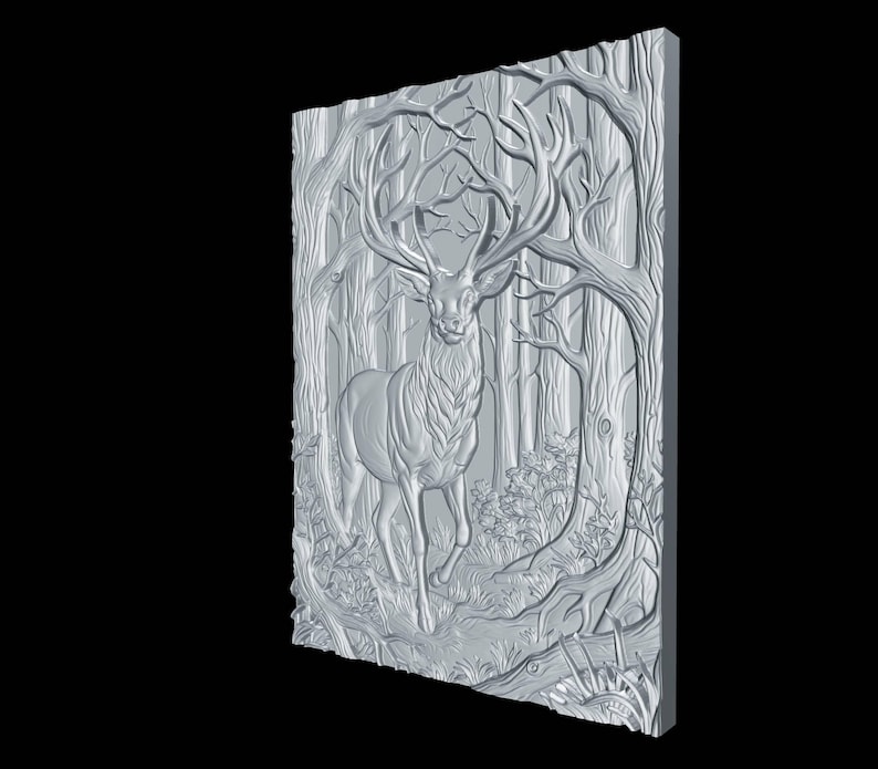 Stag Deer CNC STL File, 3D Relief CNC Router File, Wood Carving Animal ...