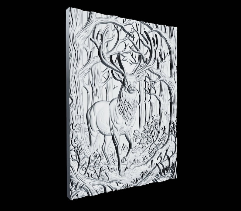 Stag Deer CNC STL File, 3D Relief CNC Router File, Wood Carving Animal ...