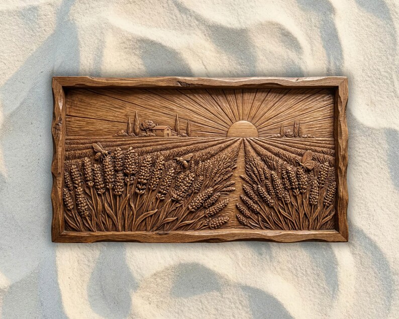 Lavender Field Sunset CNC STL File, 3D Relief CNC Router File, Wood ...